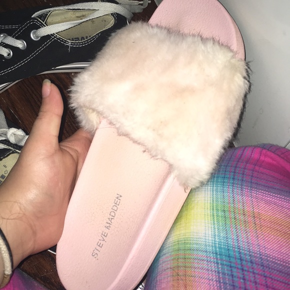 Steve Madden | Shoes | Steve Madden Fluffy Slides | Poshmark